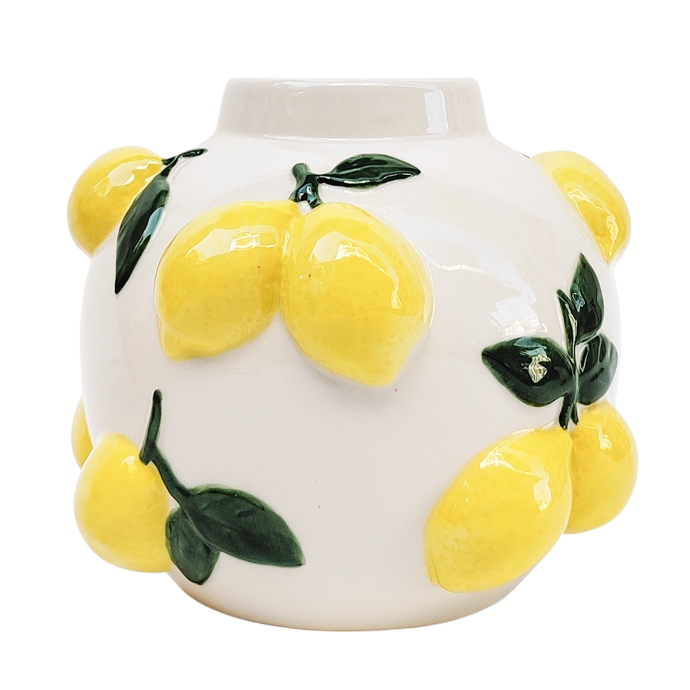 Tuscan Lemon Vase / White 16cm – Mamo Home
